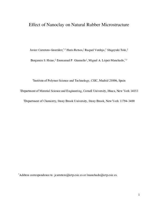 (PDF) Effect of Nanoclay on Natural Rubber Microstructure | Benjamin ...