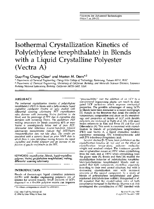 (PDF) Isothermal Crystallization Kinetics of Polyethylene. III. Influence of the Sample Preparation