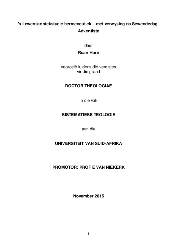 (PDF) ŉ Lewenskontekstuele hermeneutiek met verwysing na Sewendedag ...
