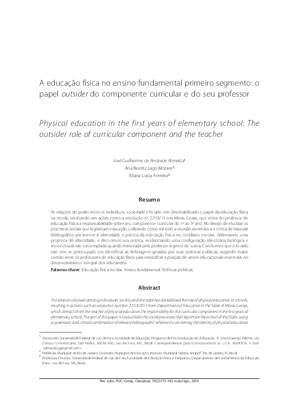 (PDF) Physical education in the first years of elementary school: The ...