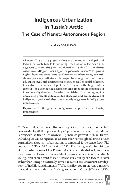 (PDF) Indigenous Urbanization in Russia's Arctic