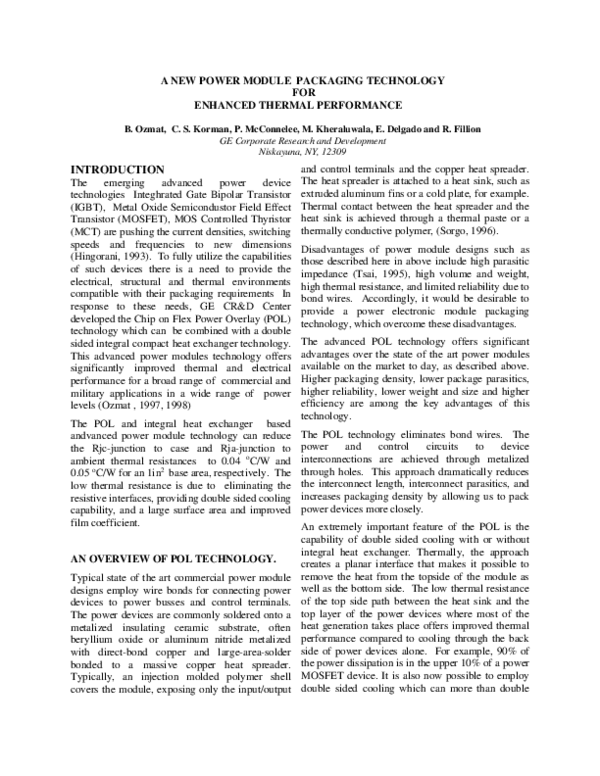 (PDF) A new power module packaging technology for enhanced thermal ...