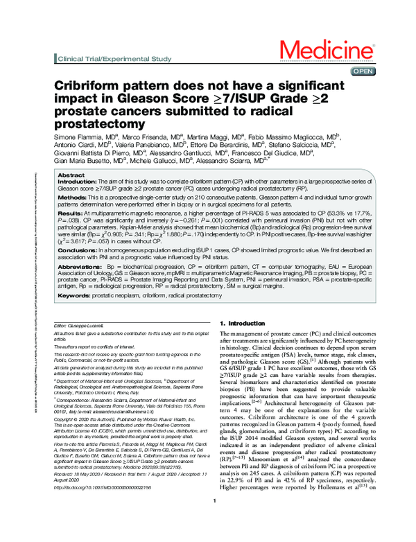 (PDF) Cribriform pattern does not have a significant impact in Gleason ...
