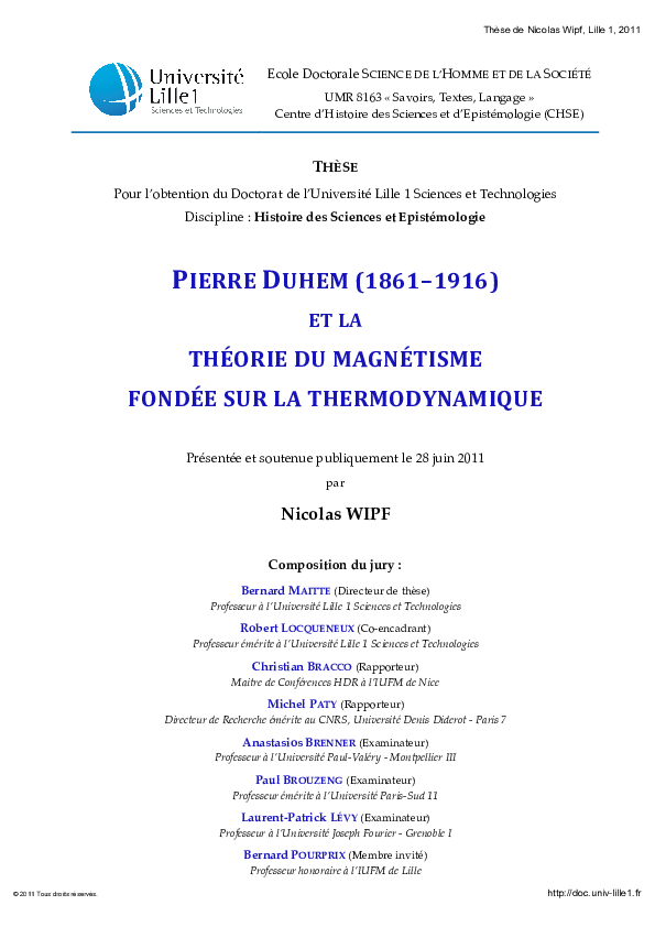 (PDF) Pierre Duhem (1861 – 1916) and the theory of magnetism based on ...
