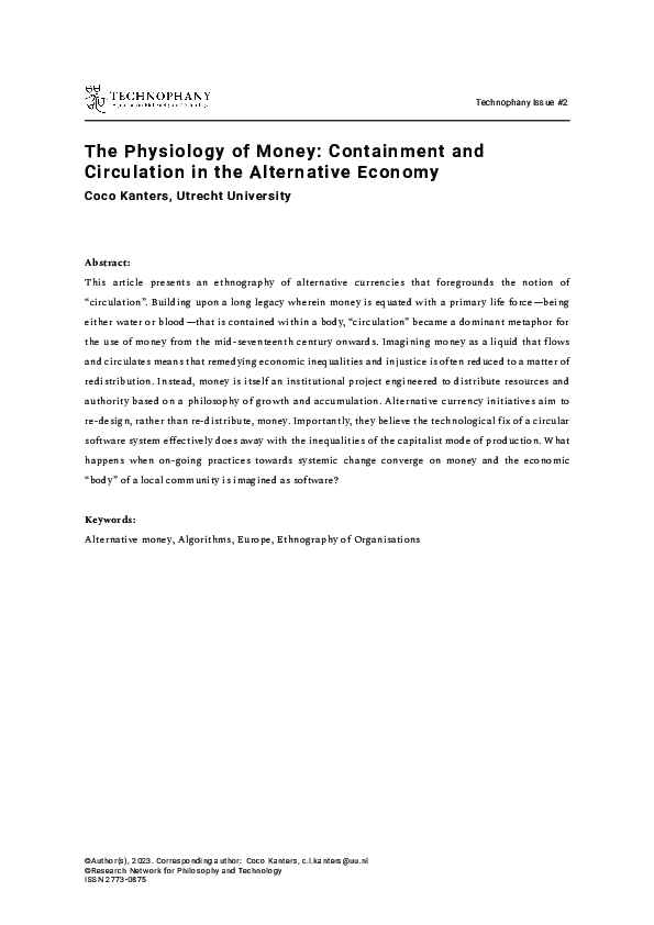 (PDF) The Physiology of Money