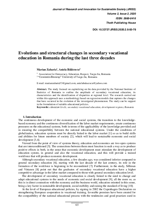 (PDF) Evolutions and Structural Changes in Secondary Vocational ...