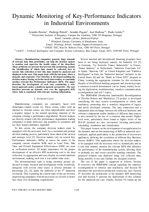 (PDF) Dynamic monitoring of key-performance indicators in industrial environments