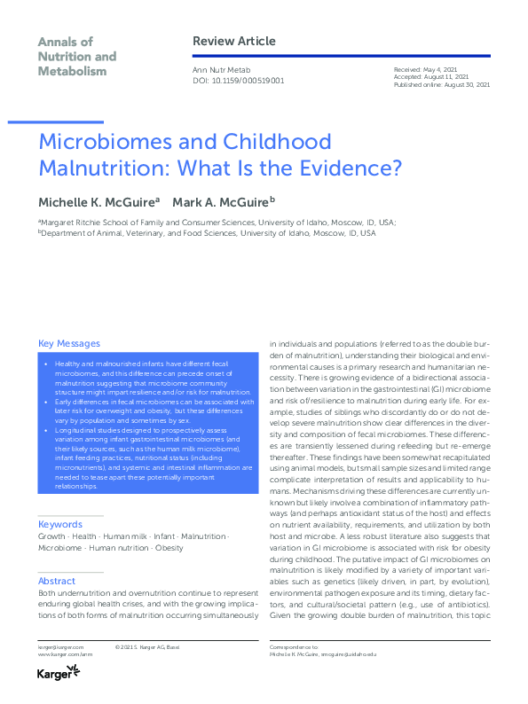 (PDF) Microbiomes and Childhood Malnutrition: What Is the Evidence?
