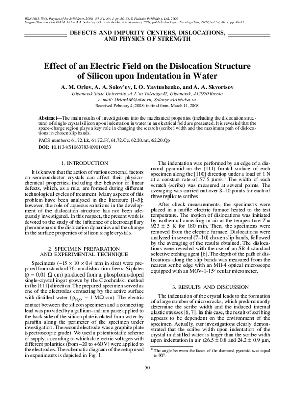 (PDF) Effect of an electric field on the dislocation structure of silicon upon indentation in ...