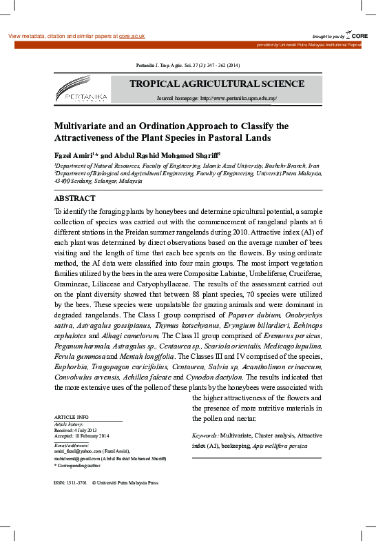 (PDF) Multivariate and an Ordination Approach to Classify the ...