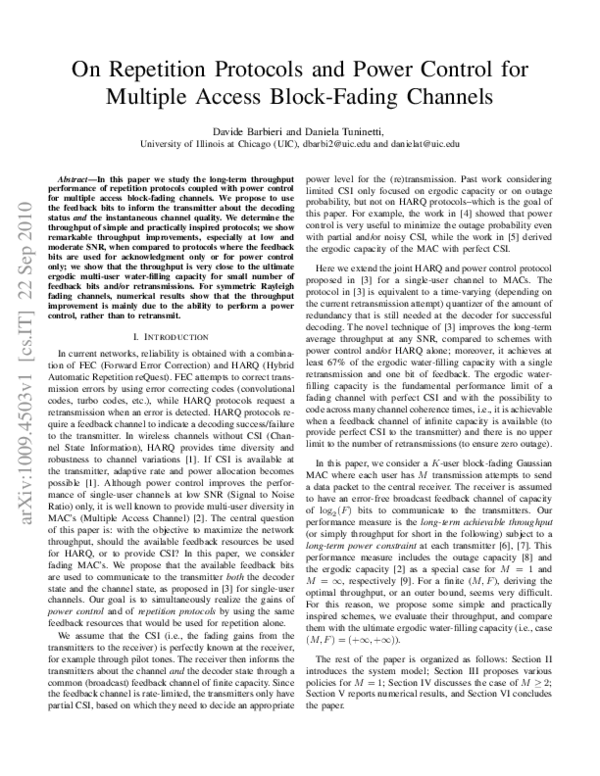 (PDF) 0 On Repetition Protocols and Power Control for Multiple Access ...