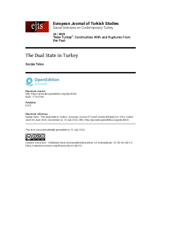 (PDF) The Dual State in Turkey