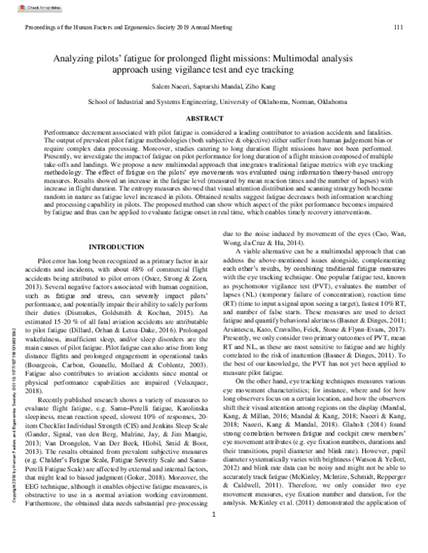 (PDF) Analyzing pilots’ fatigue for prolonged flight missions: Multimodal analysis approach ...