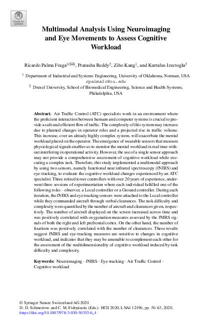 (PDF) Multimodal Analysis Using Neuroimaging and Eye Movements to Assess Cognitive Workload