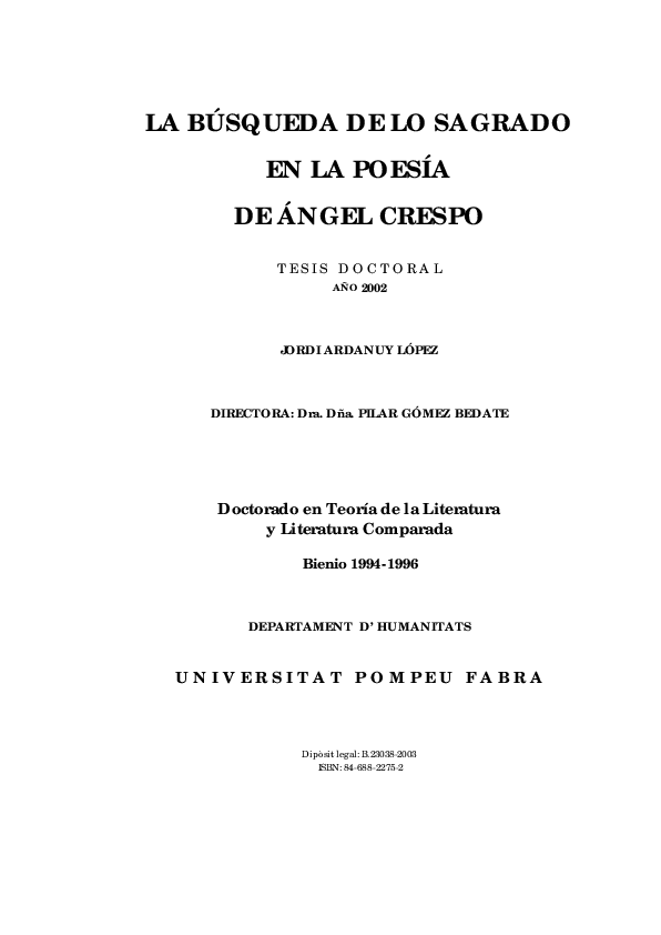 (PDF) La Búsqueda de lo sagrado en la poesía de Ángel Crespo | JORDI ...