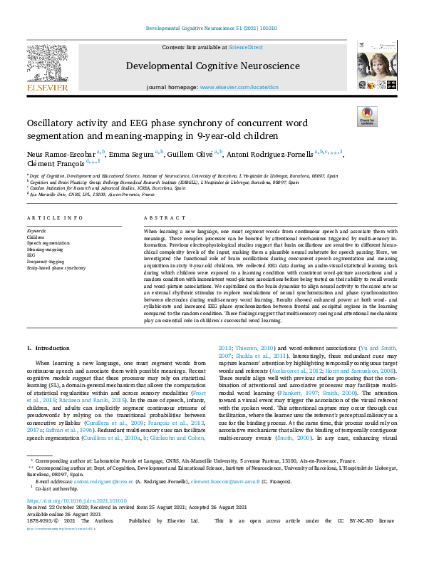(PDF) Oscillatory activity and EEG phase synchrony of concurrent word ...