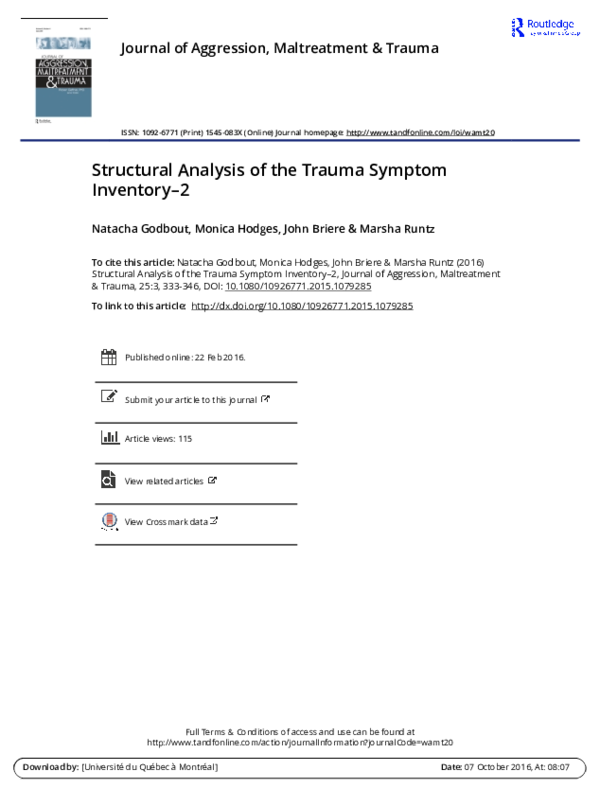 (PDF) Structural Analysis of the Trauma Symptom Inventory–2