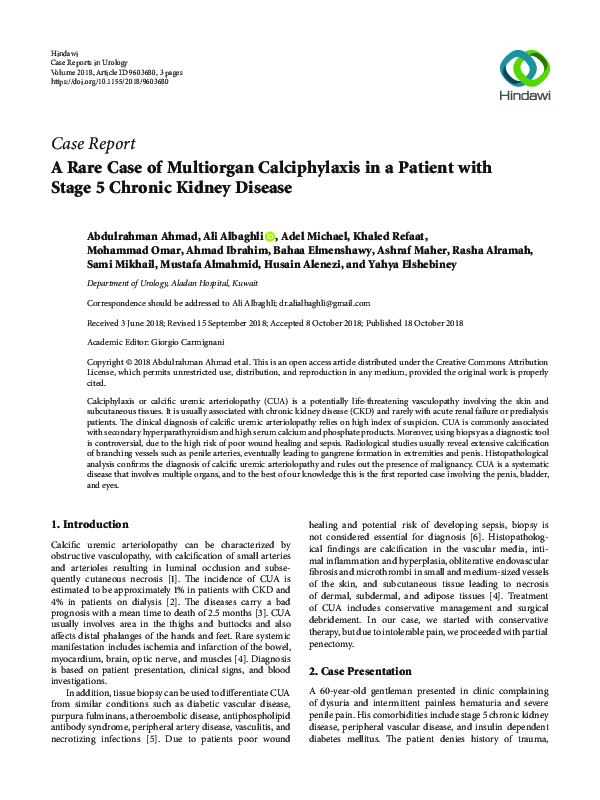 (PDF) A Rare Case of Multiorgan Calciphylaxis in a Patient with Stage 5 ...