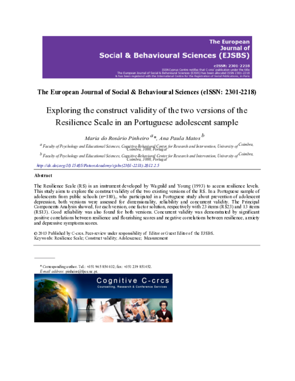 (PDF) Exploring The Construct Validity Of The Two Versions Of The ...