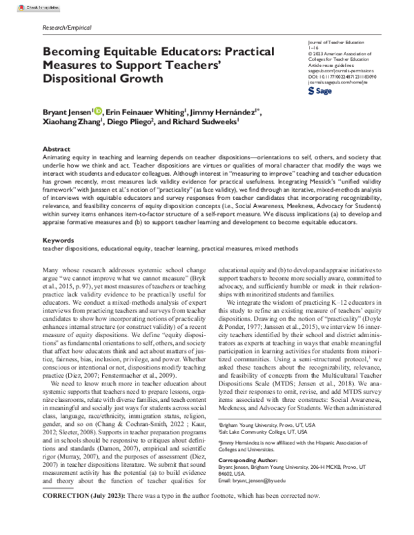 (PDF) Becoming Equitable Educators: Practical Measures to Support ...