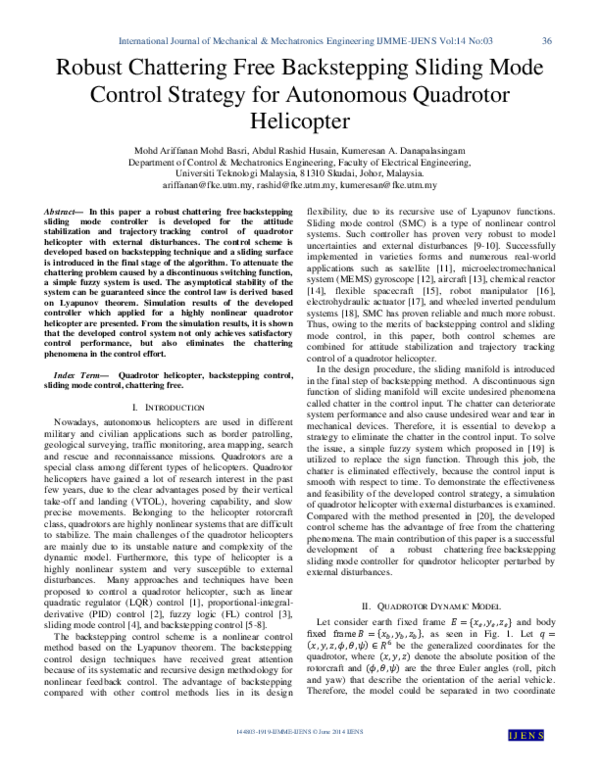 (PDF) Robust chattering free backstepping sliding mode control strategy for autonomous quadrotor ...