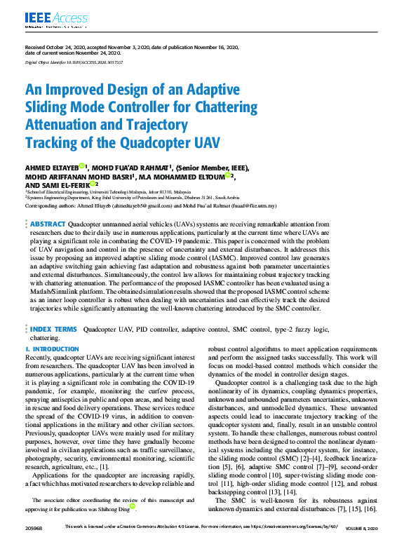 (PDF) An Improved Design of an Adaptive Sliding Mode Controller for Chattering Attenuation and ...