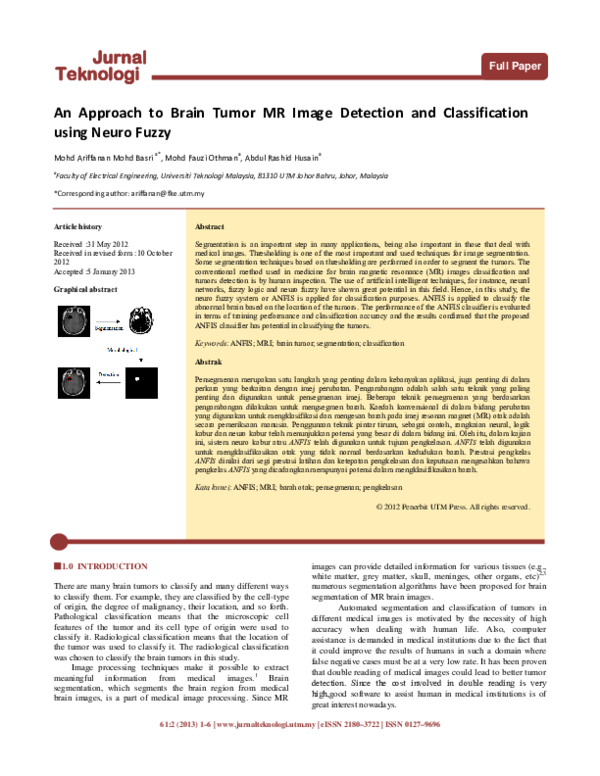 Pdf An Approach To Brain Tumor Mr Image Detection And Classification