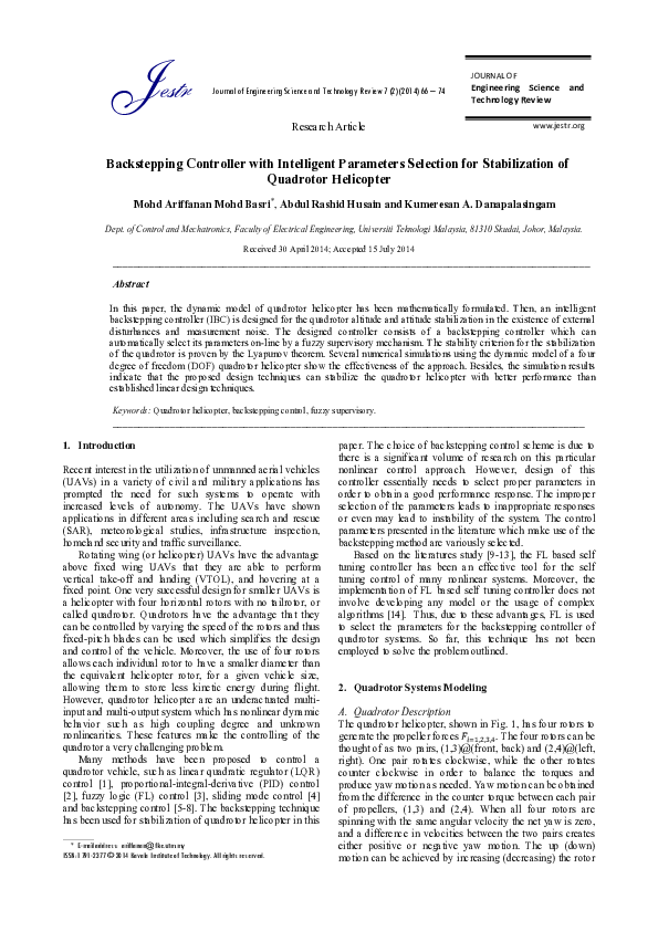 (PDF) Backstepping Controller with Intelligent Parameters Selection for Stabilization of ...