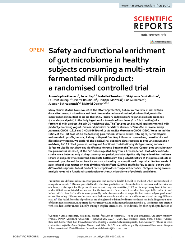 (PDF) Safety and functional enrichment of gut microbiome in healthy ...