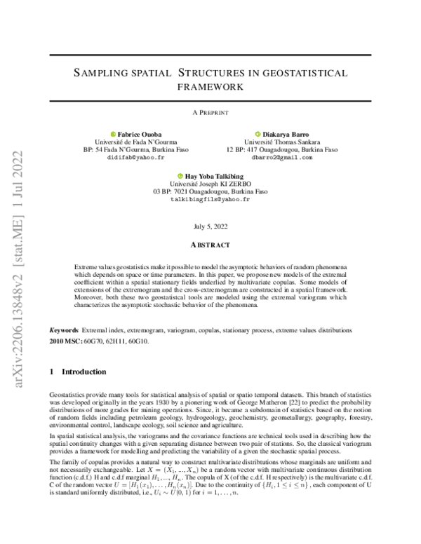 (PDF) Sampling spatial structures in geostatistical framework