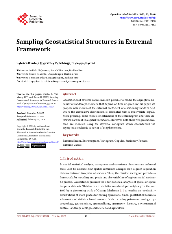 (PDF) Sampling Geostatistical Structures in Extremal Framework