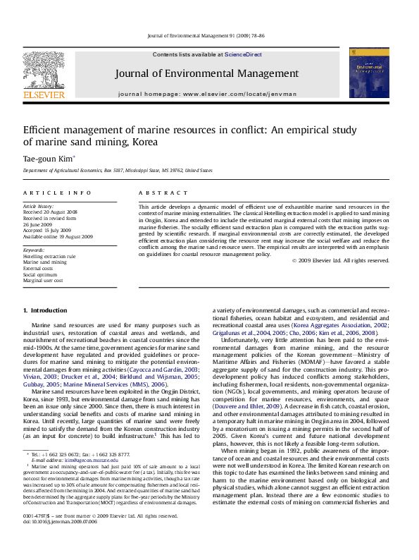(PDF) Efficient management of marine resources in conflict: An ...