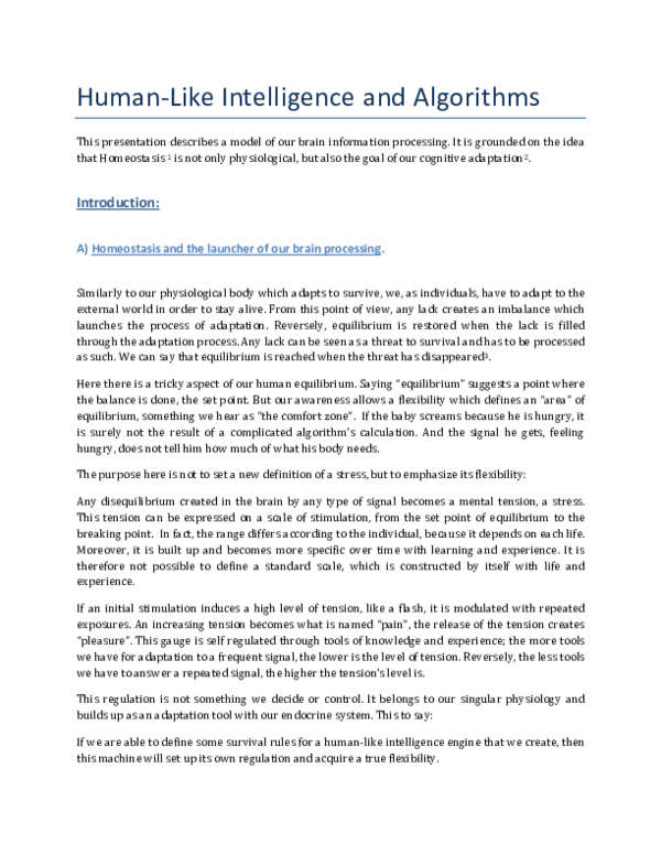 (PDF) Human-Like Intelligence and Algorithms