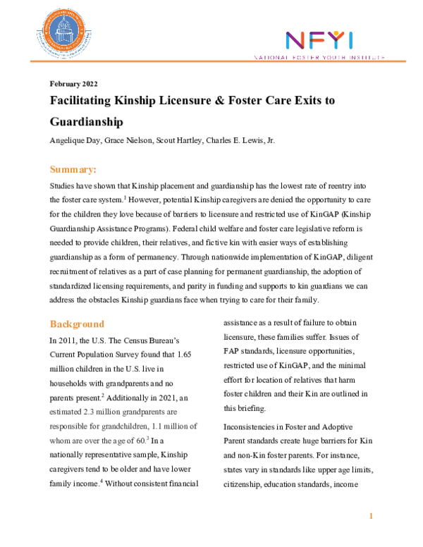 (PDF) Facilitating Kinship Licensure & Foster Care Exits to ...