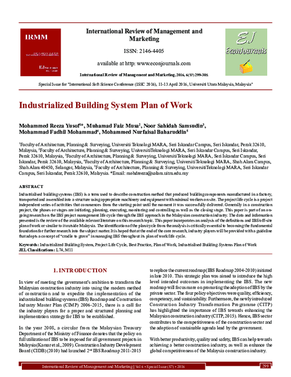 (PDF) Industrialised Building System (IBS) Plan of Work