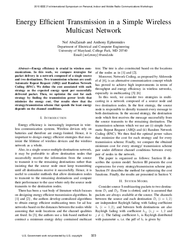 Pdf Energy Efficient Transmission In A Simple Wireless Multicast Network Nof Abuzainab