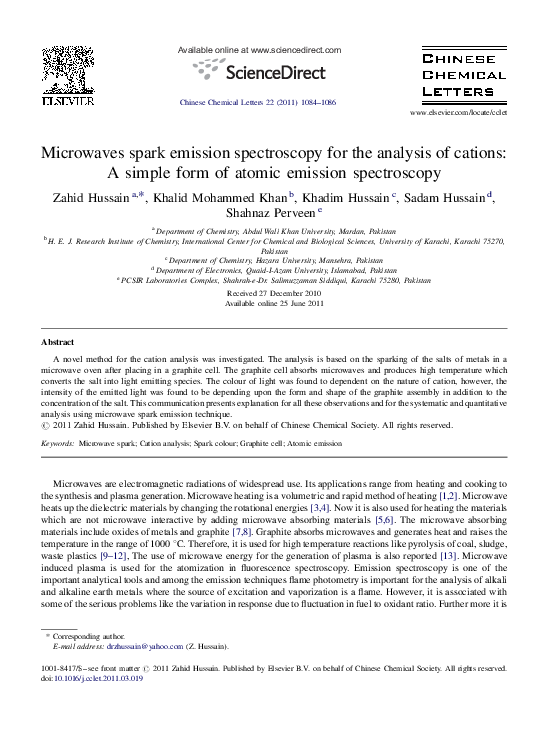 (PDF) Microwaves spark emission spectroscopy for the analysis of cations: A simple form of ...