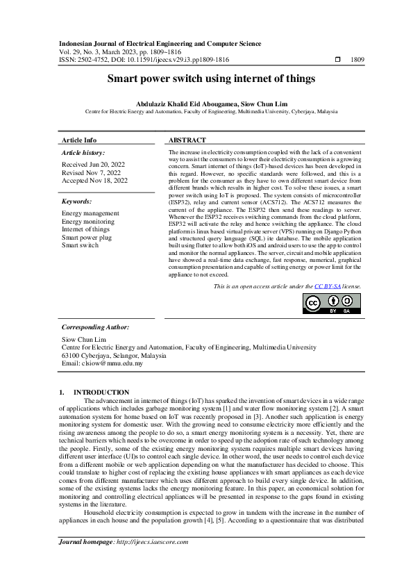 (PDF) Smart power switch using internet of things