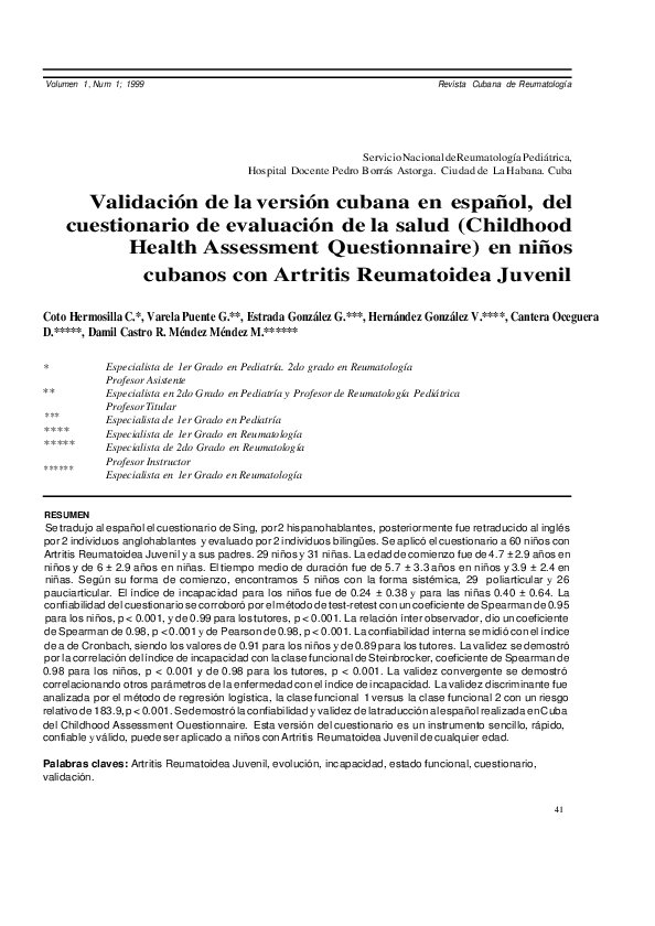 (PDF) Validación de la versión cubana, en español, del cuestionario de ...