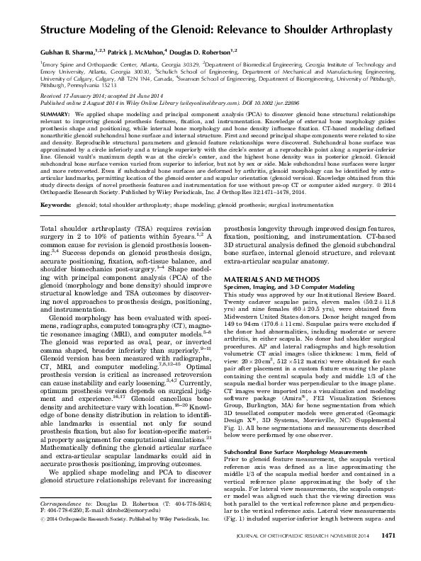 (PDF) Structure modeling of the glenoid: Relevance to shoulder ...