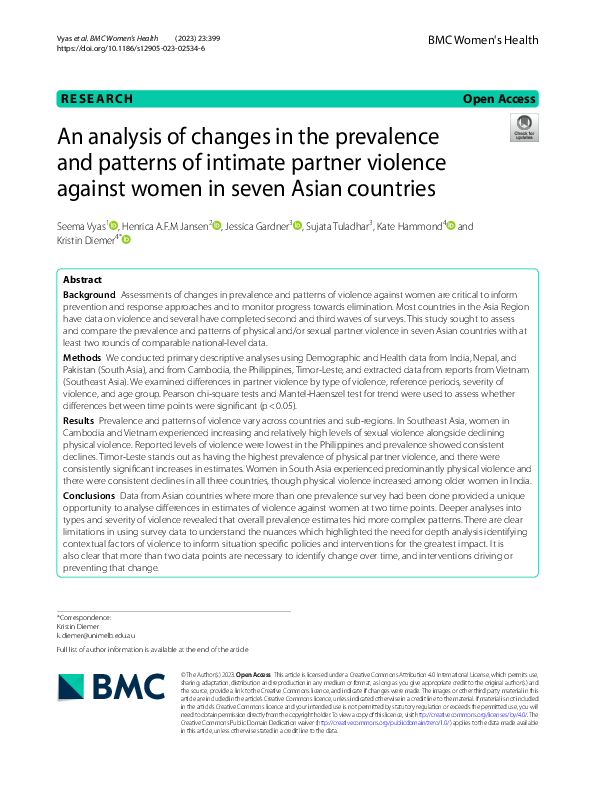 (PDF) An analysis of changes in the prevalence and patterns of intimate ...