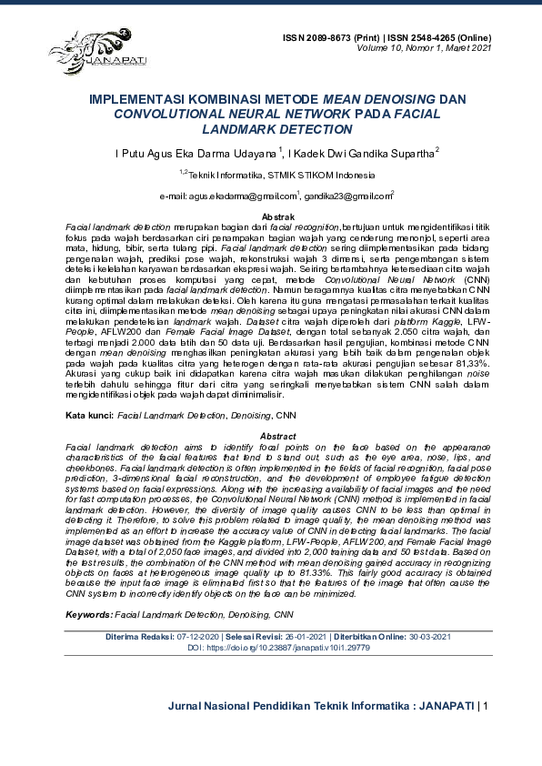 (PDF) Implementasi Kombinasi Metode Mean Denoising dan Convolutional Neural Network pada Facial ...