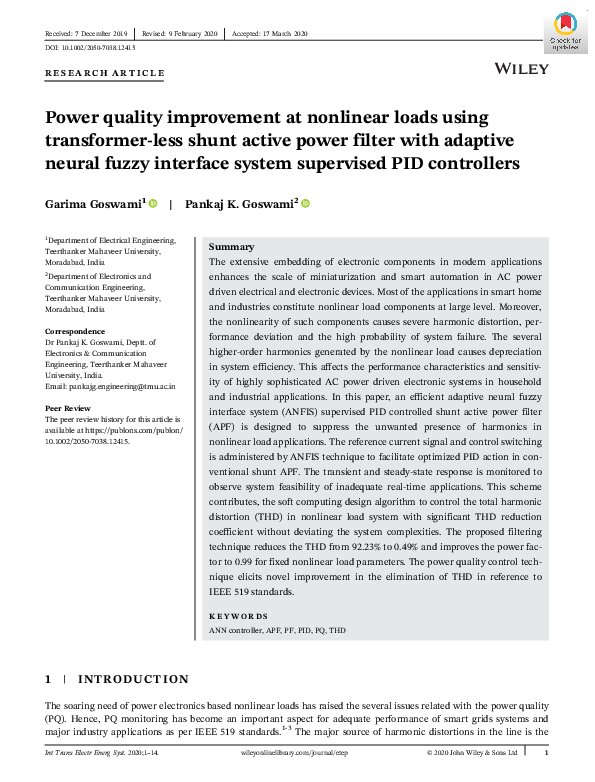 (PDF) Power quality improvement at nonlinear loads using transformer‐less shunt active power ...