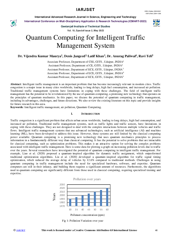 (PDF) Quantum Computing for Intelligent Traffic Management System