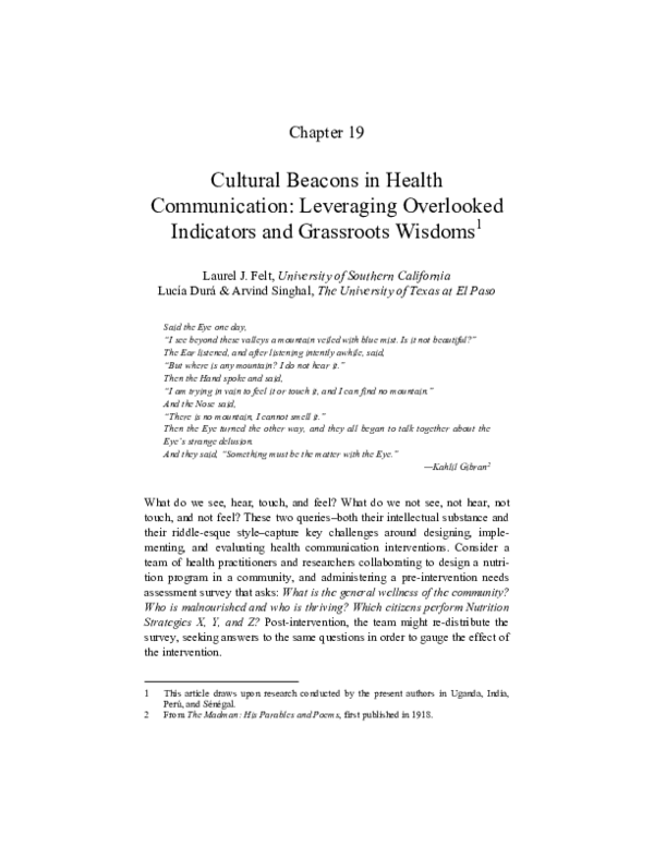 (PDF) Cultural Beacons in Health Communication: Leveraging Overlooked ...