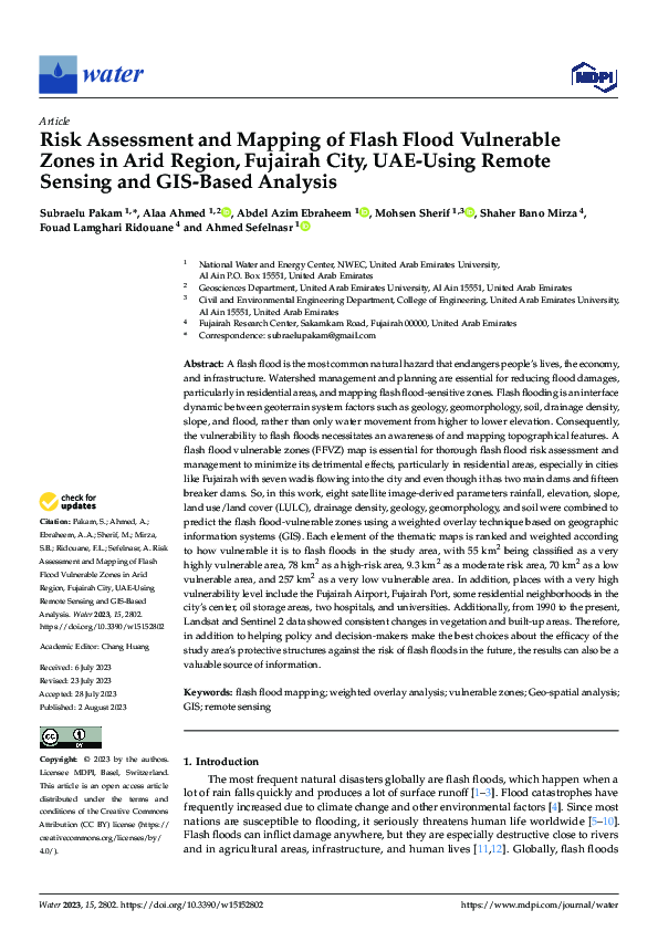 (PDF) Risk Assessment and Mapping of Flash Flood Vulnerable Zones in Arid Region, Fujairah City ...