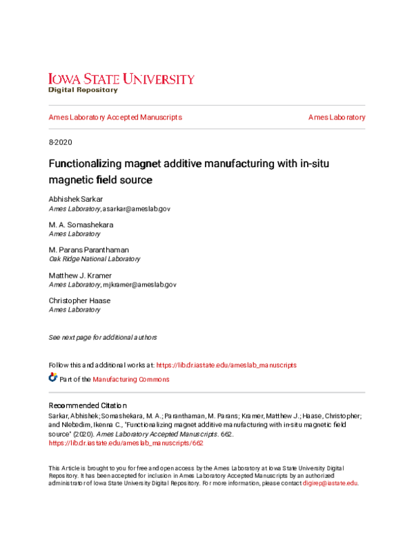 (PDF) Functionalizing magnet additive manufacturing with in-situ ...
