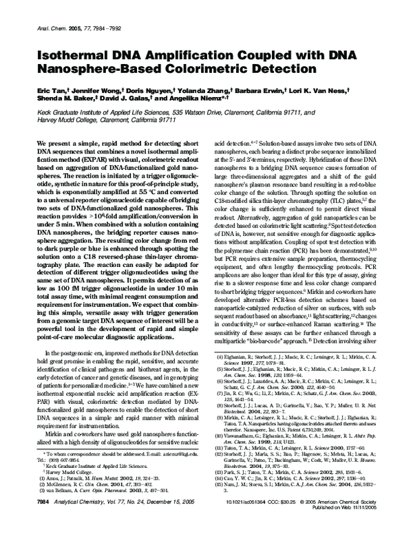(PDF) Isothermal DNA Amplification Coupled with DNA Nanosphere-Based ...