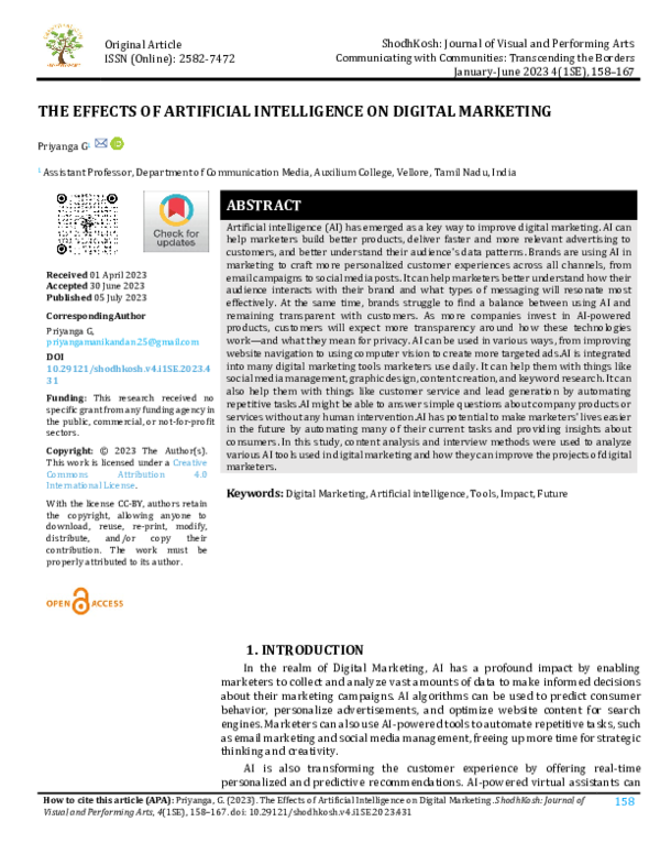 (PDF) THE EFFECTS OF ARTIFICIAL INTELLIGENCE ON DIGITAL MARKETING
