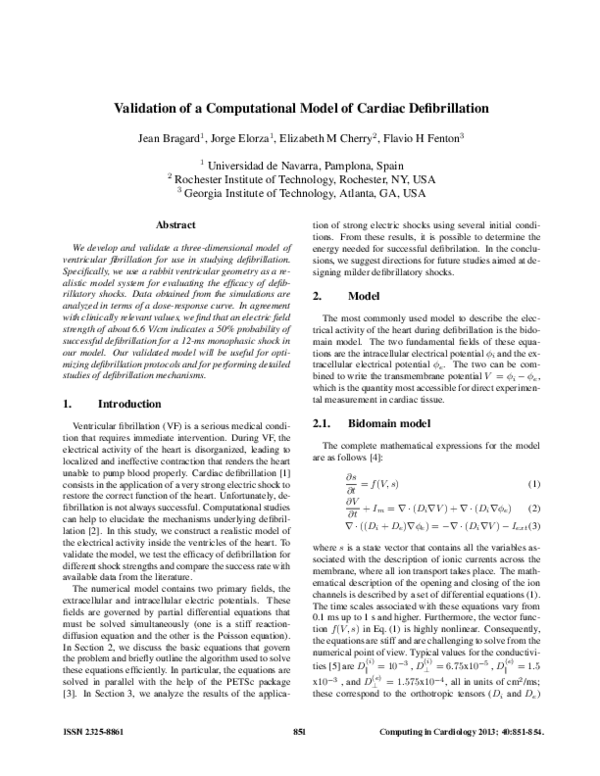 (PDF) Validation of a computational model of cardiac defibrillation